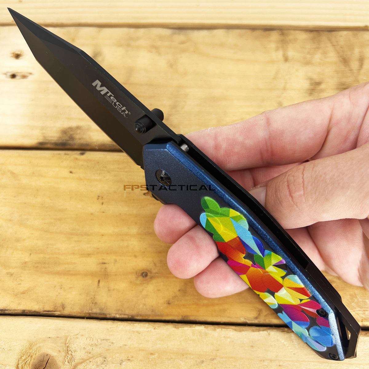 MTech USA Embossed Flower Black and Blue Rainbow Multi-Color Tactical ...
