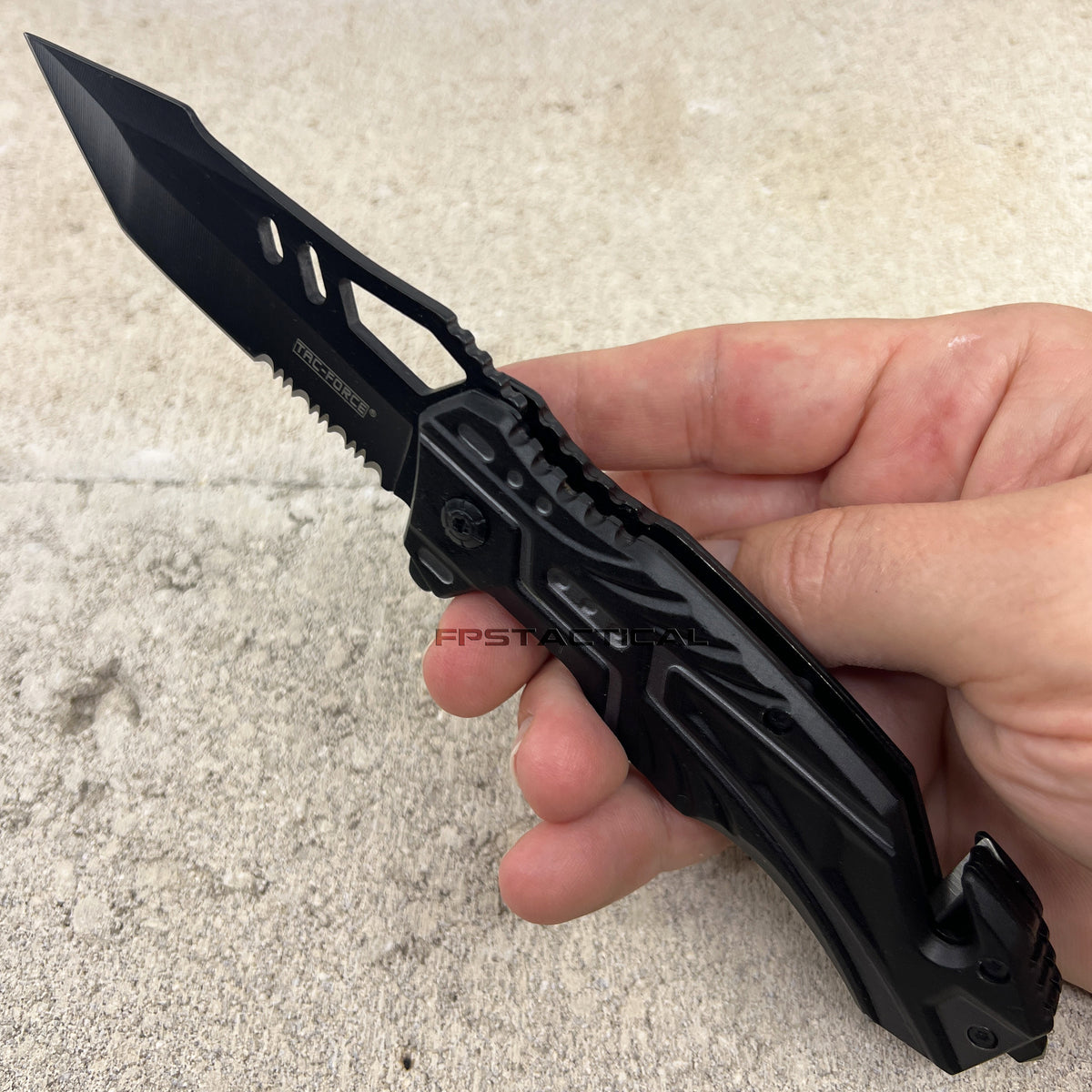 Tac-Force Black and Gray Spring Assisted Tactical Rescue Knife w Integ ...
