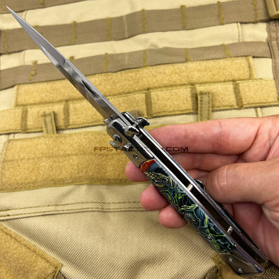 FPSTACTICAL Reaper Italian Style Stiletto Switchblade Mirror Polish ...