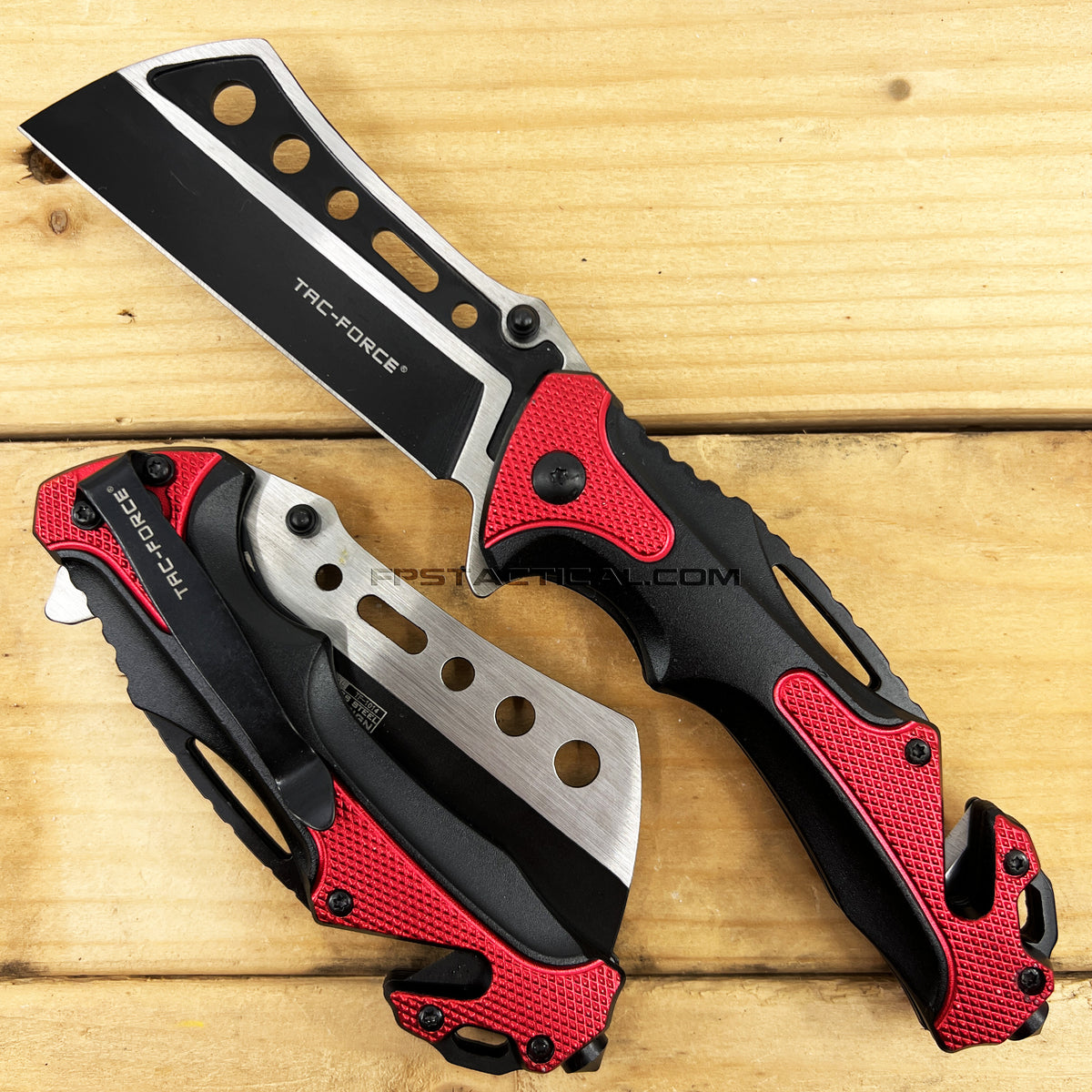 Tac-Force Red & Black Cleaver Spring Assisted Tactical Rescue Pocket K ...