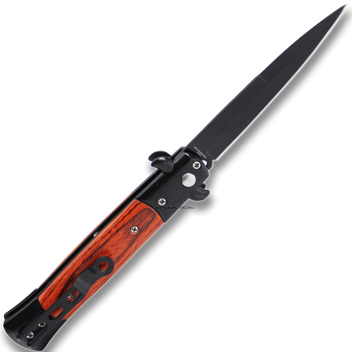 FPSTACTICAL Black Cherry Italian Style Stiletto Switchblade Black with ...