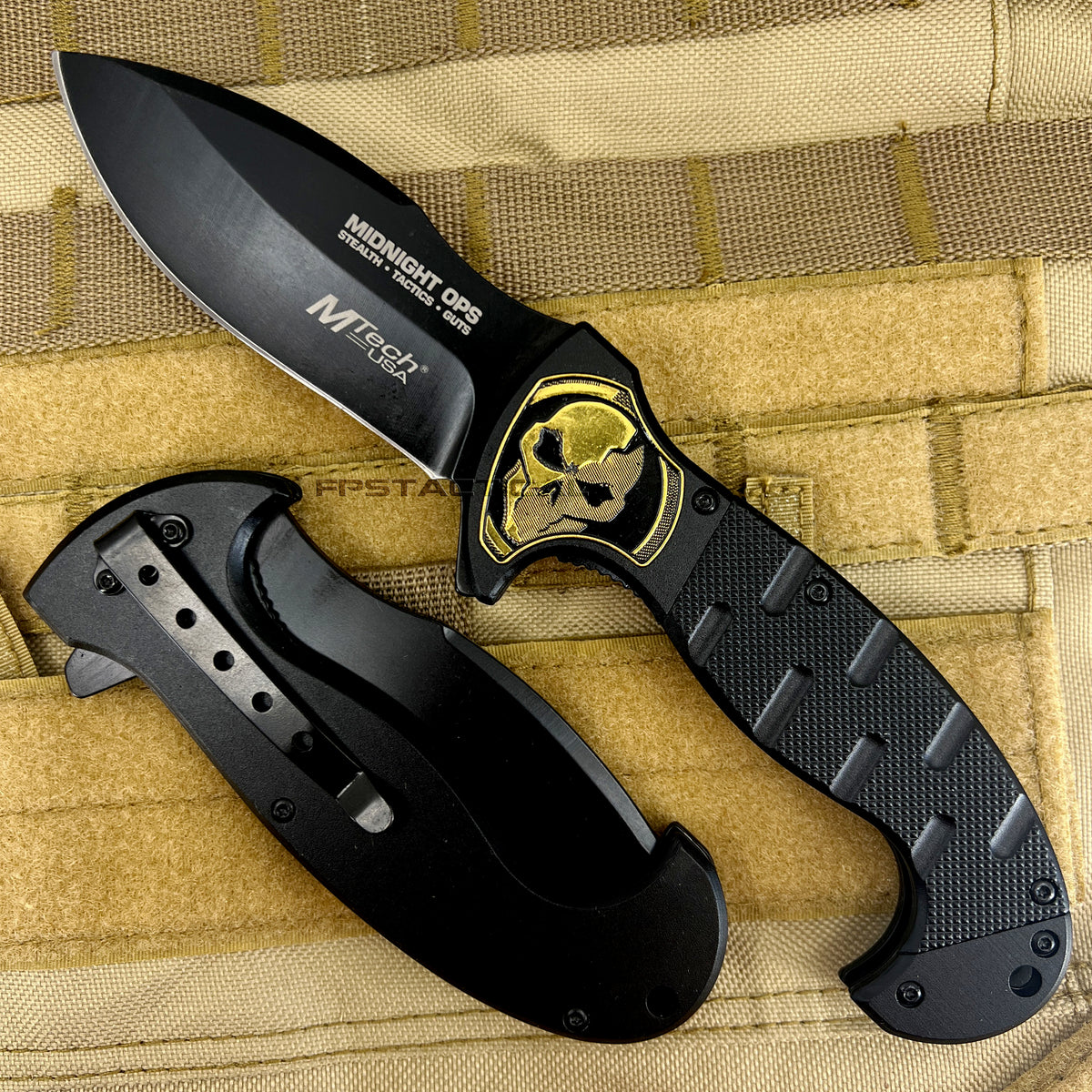 MTech USA Heavy Duty Midnight Ops w Gold Textured Skull Spring Assiste ...
